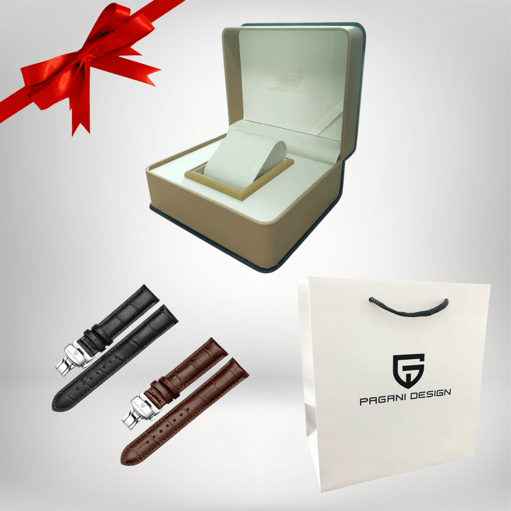 ️ Pagani Design Premium Gift Set | Luxury Packaging + Bag + Leather Straps